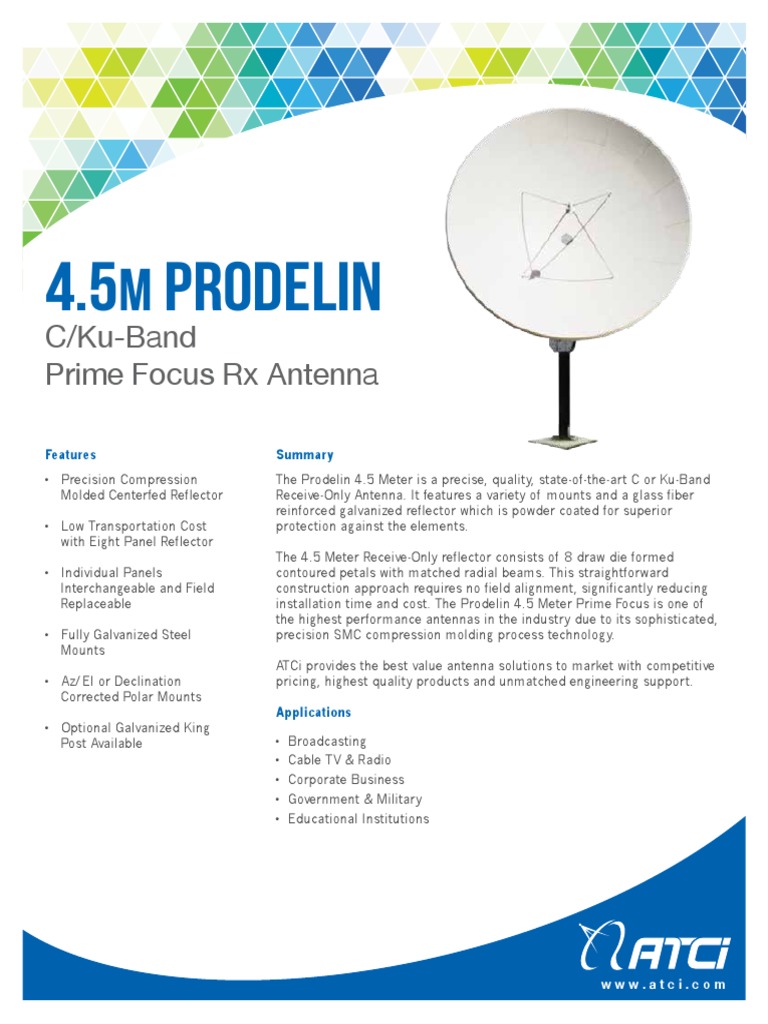 Prodelin 4.5m Antenna Overview | PDF | Antenna (Radio) | Mirror