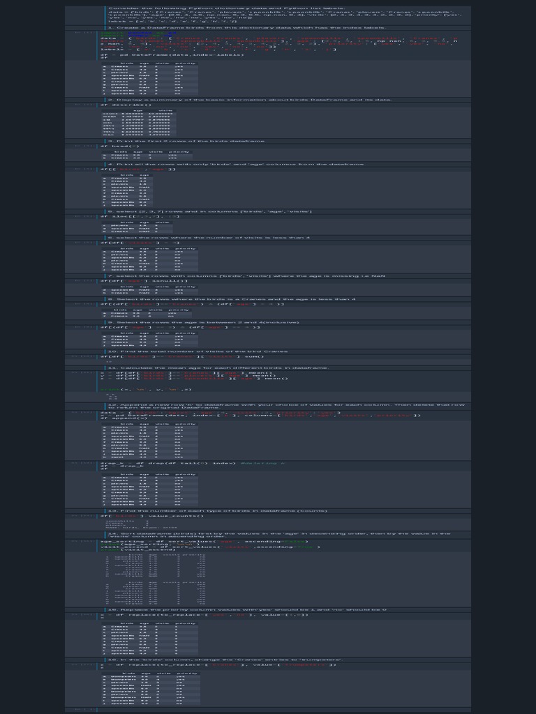 Solutions To Pandas Basic Questions Pdf Computer Data Computer Programming