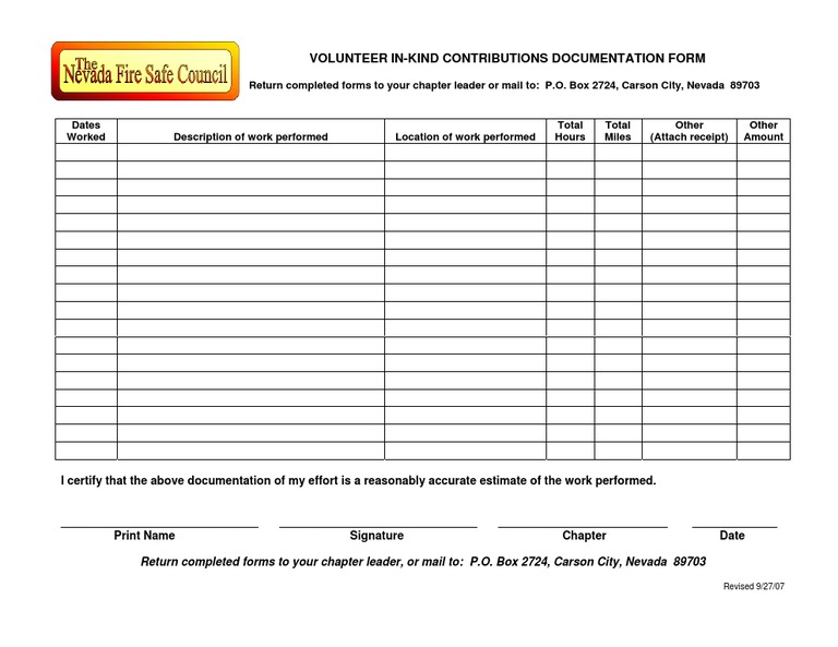 Volunteer In-Kind Contributions Form | PDF