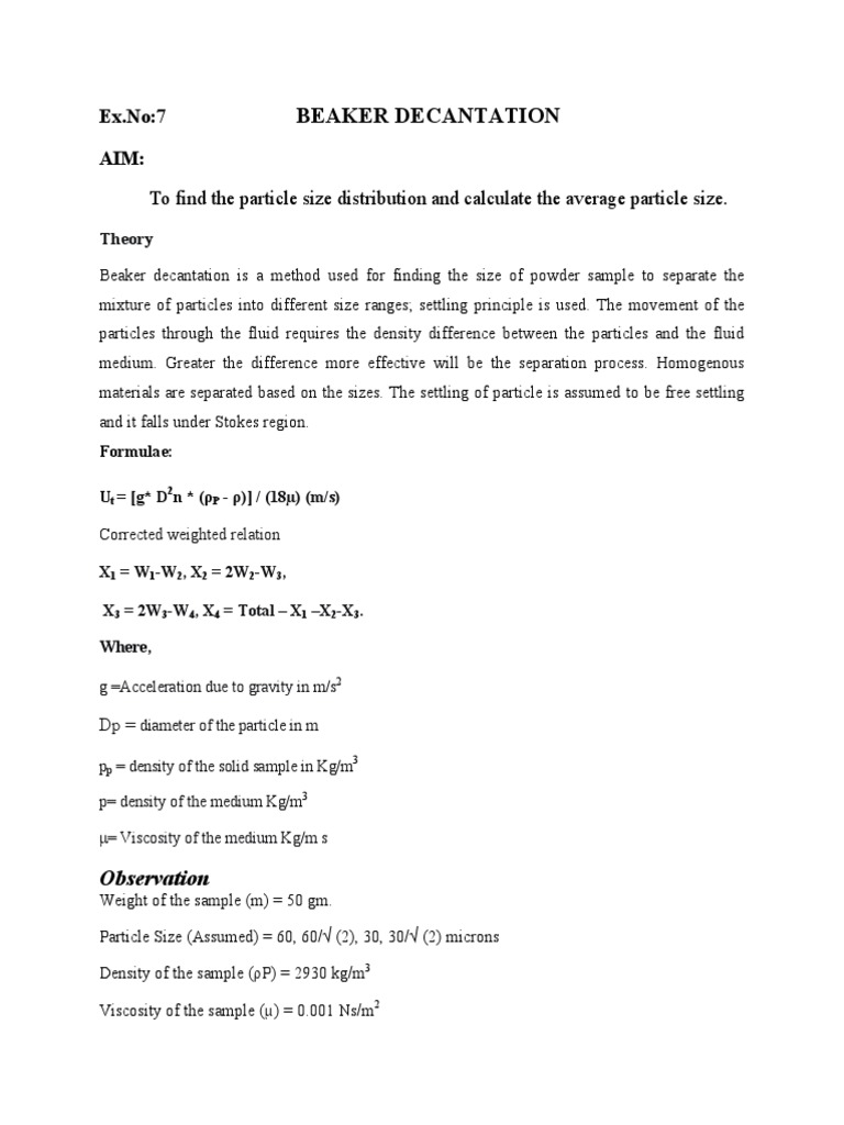 Beaker Decantation | PDF | Density | Viscosity