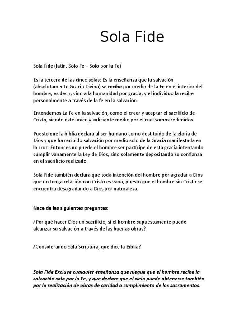 Sola Fide | PDF | Sola Fide | Salvación