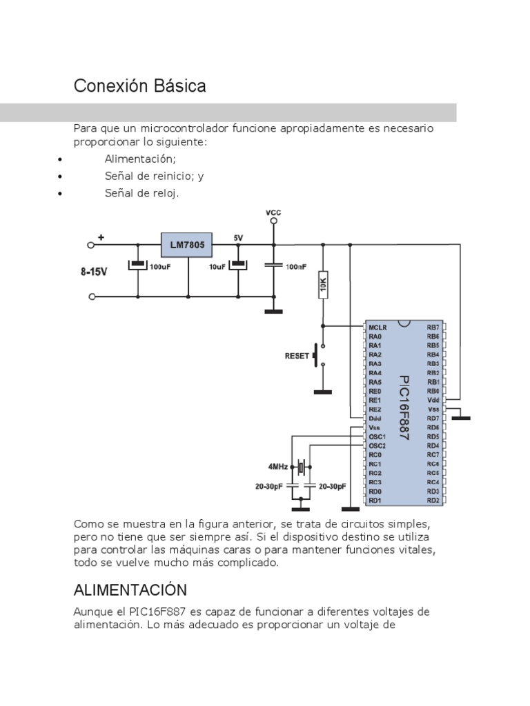 Conexión Básica Pic 16f887 | PDF | Microcontrolador | Ingeniería Electrónica