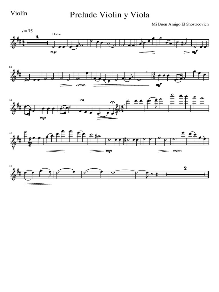 Prelude Violin and Viola Piece by Shostakovich | PDF