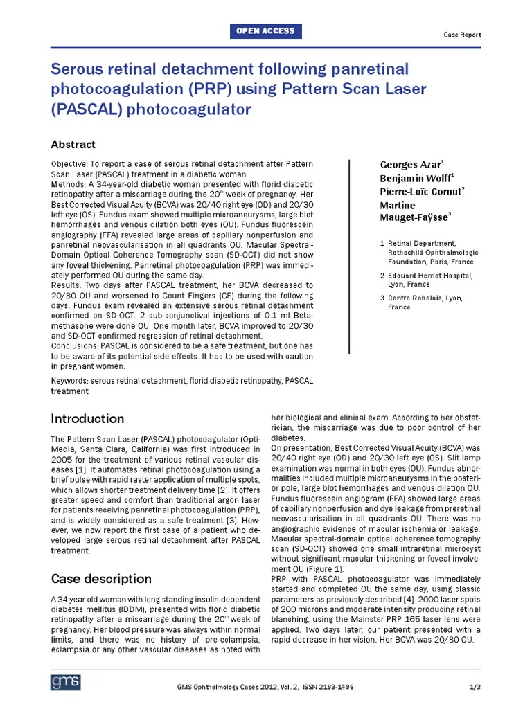 Serous Retinal Detachment Following Panretinal Photocoagulation (PRP ...