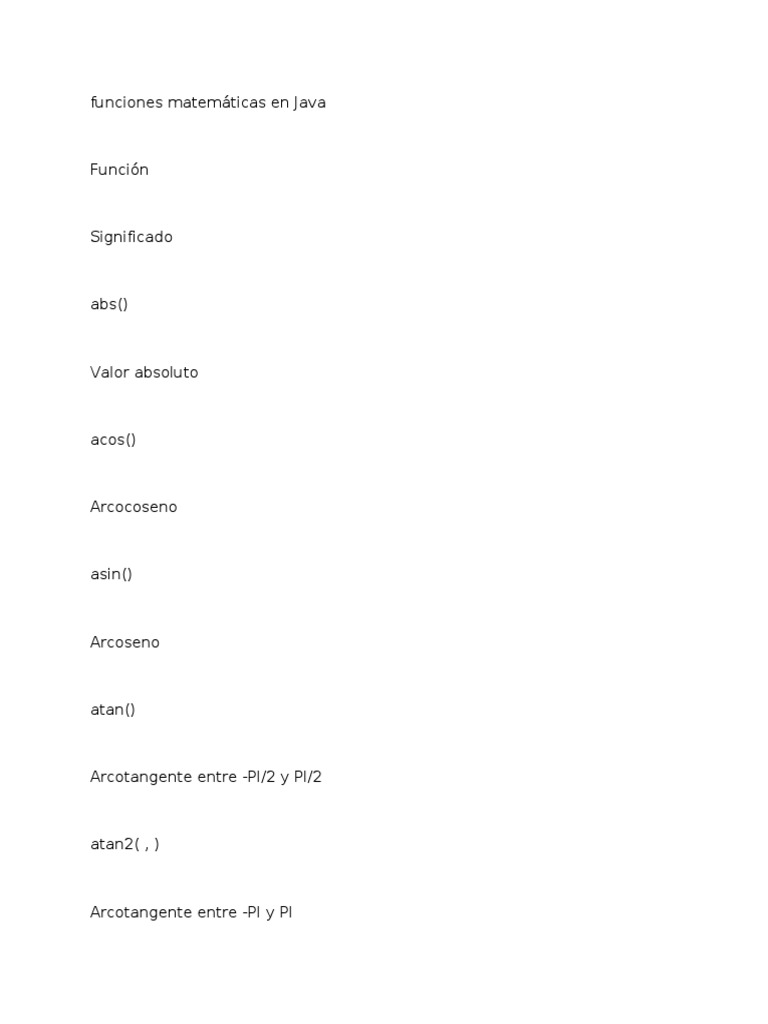 Resumen de La Clase Math de Java | PDF | Pi | Seno