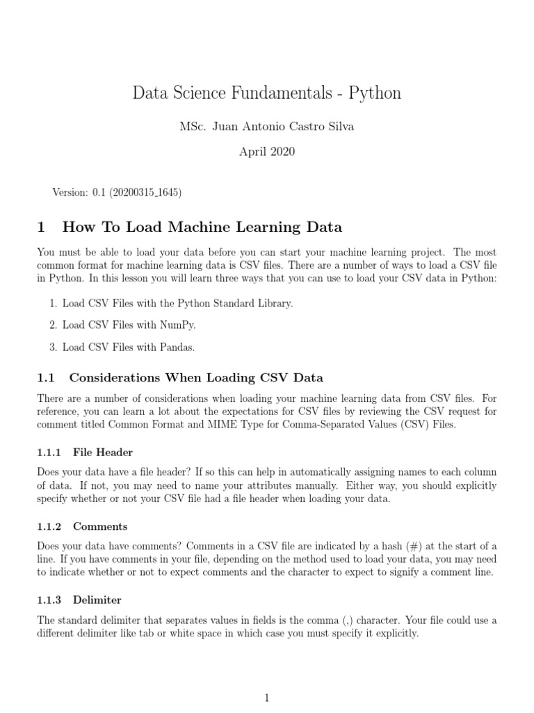 Data Science Fundamentals - Python: 1 How To Load Machine Learning Data ...