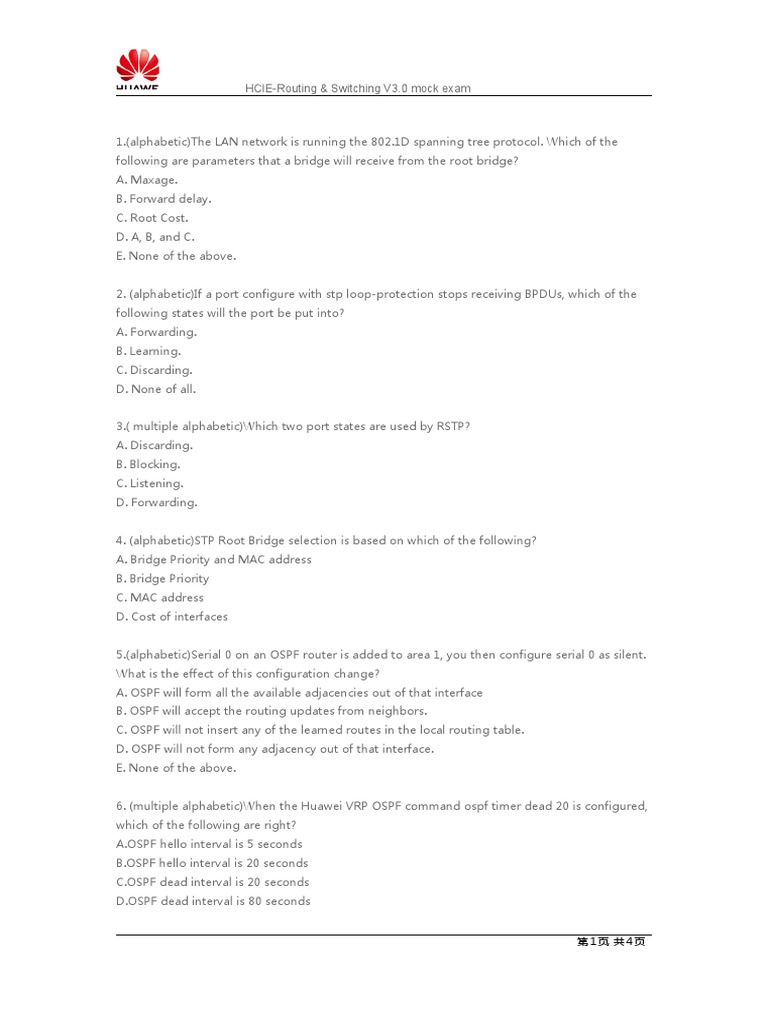 HCIE-Routing & Switching V3.0 Mock Exam | PDF | Router (Computing) | Ip ... HCIE-Routing & Switching V3.0 Mock Exam | PDF | Router (Computing) | Ip ...