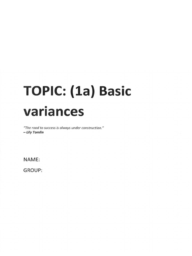 Basic Variances | PDF | Sales | Prices
