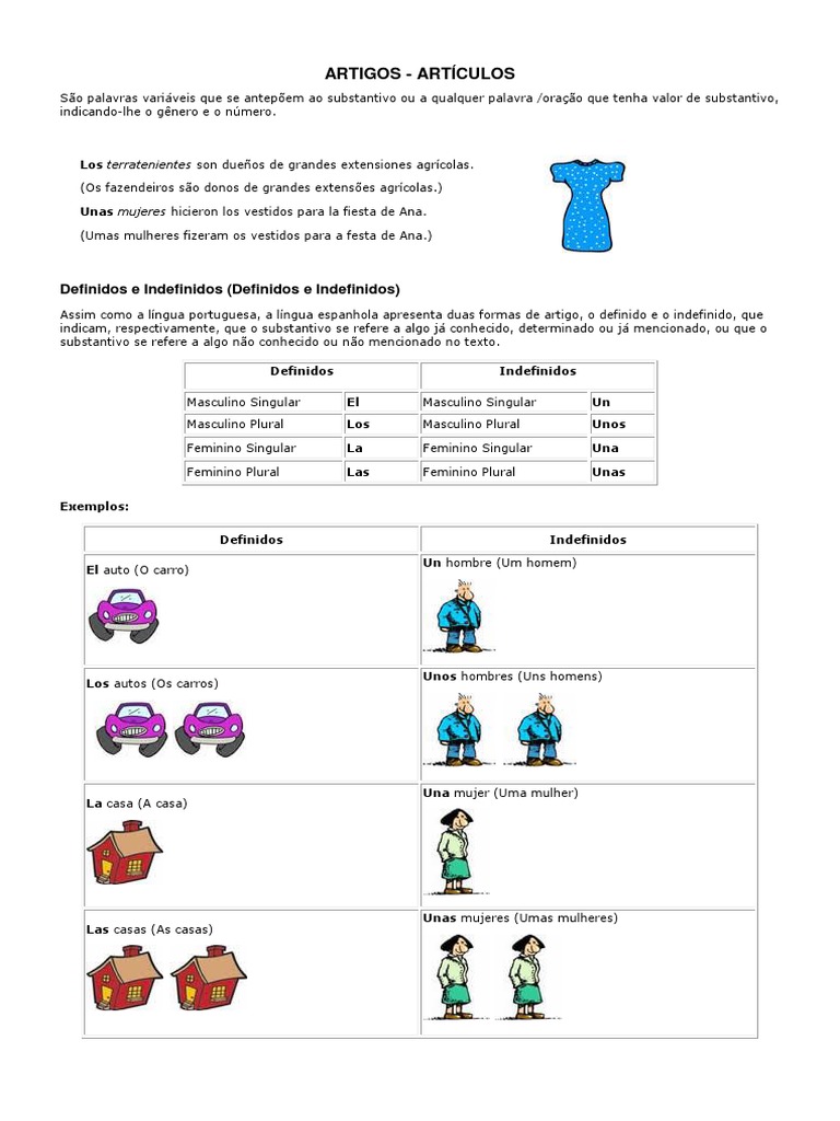 Los Artículos Definidos e Indefinidos | PDF | Comunicação humana ...
