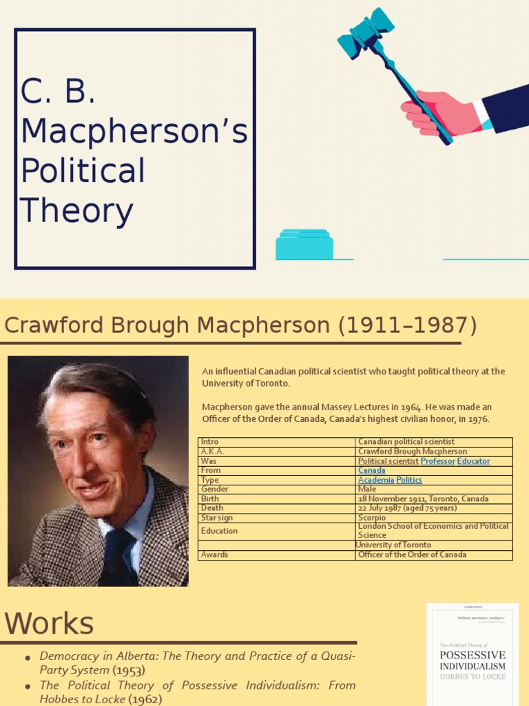 C. B. Macpherson's Political Theory | PDF | Liberalism | Individualism