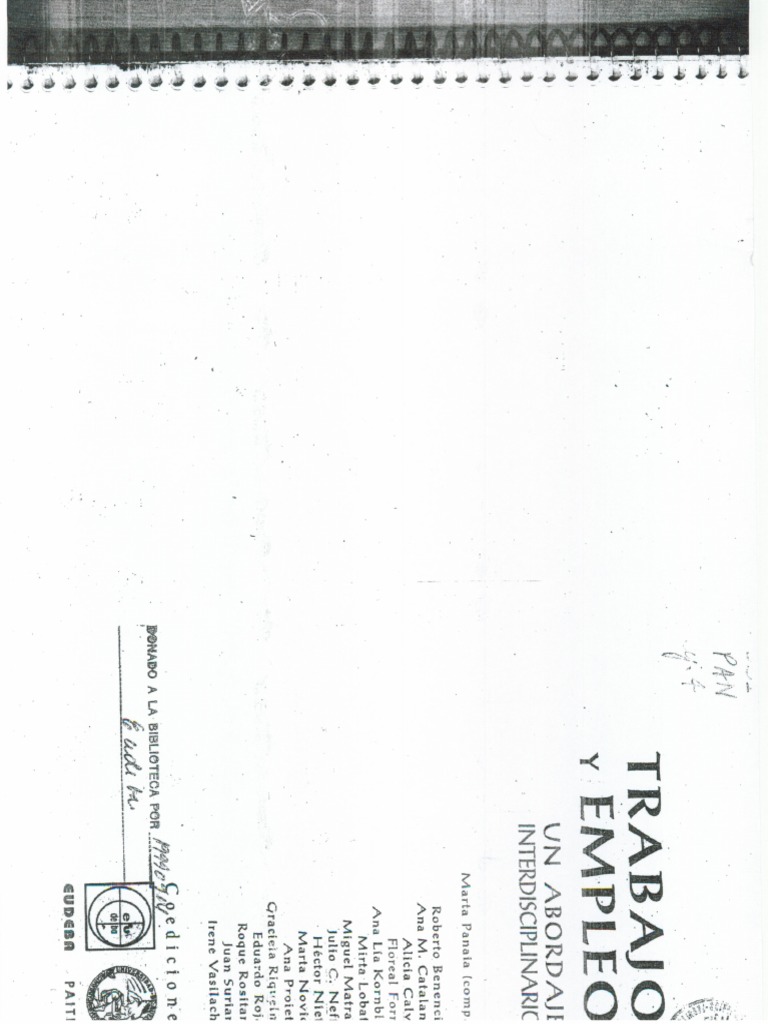 Panaia M Benencia R Catalano A M. Calvo A (1996) Trabajo y Empleo - Un Abordaje ...