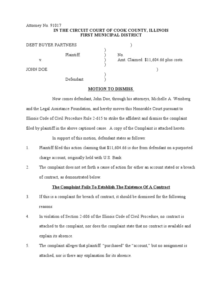 Example Of Motion To Dismiss