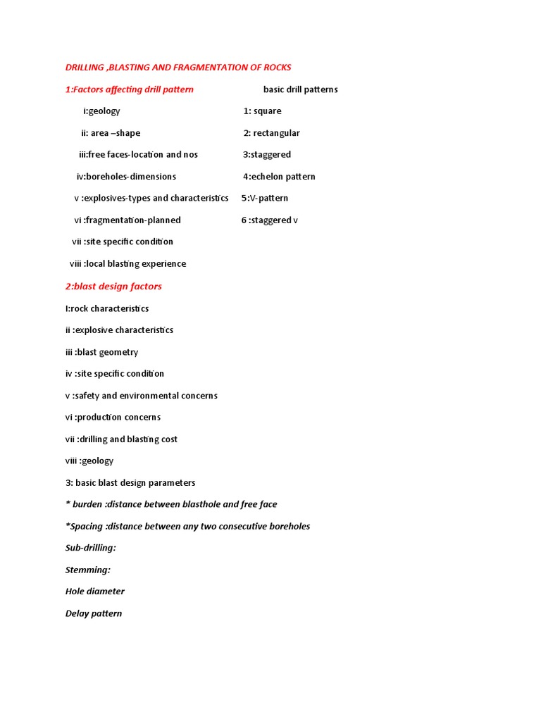 Drilling, Blasting and Fragmentation of Rocks 1:factors Affecting Drill ...