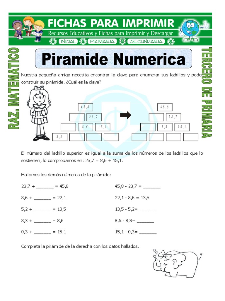 Ficha Piramide Numerica para Tercero de Primaria | PDF