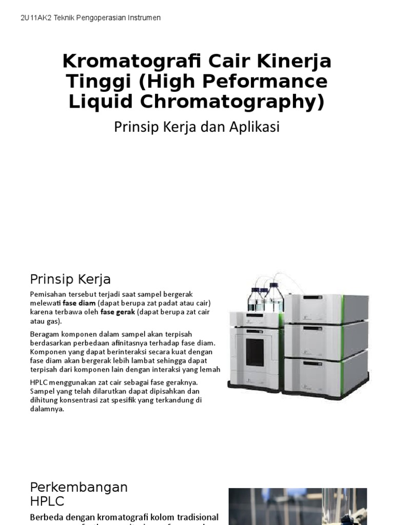Prinsip dan Aplikasi Kromatografi Cair Kinerja Tinggi (HPLC) | PDF