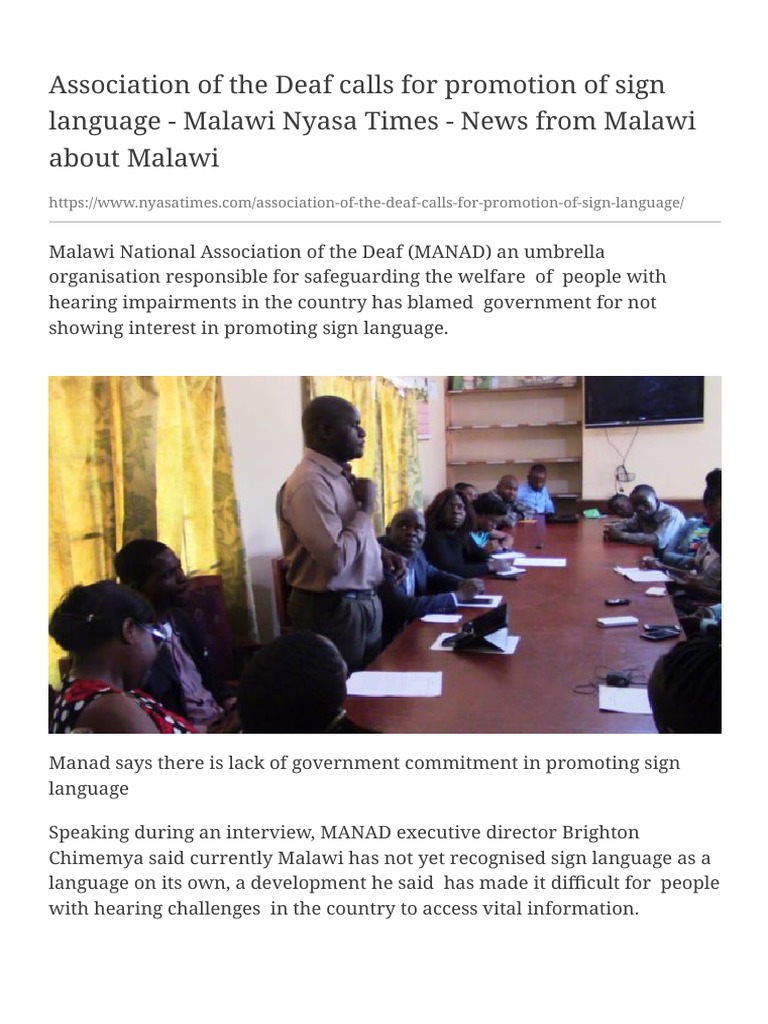 Promotion of Sign Language | PDF | Sign Language | Malawi