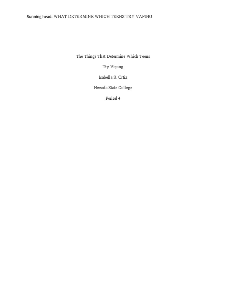 Vaping Research Paper Apa | PDF | Electronic Cigarette | Cigarette