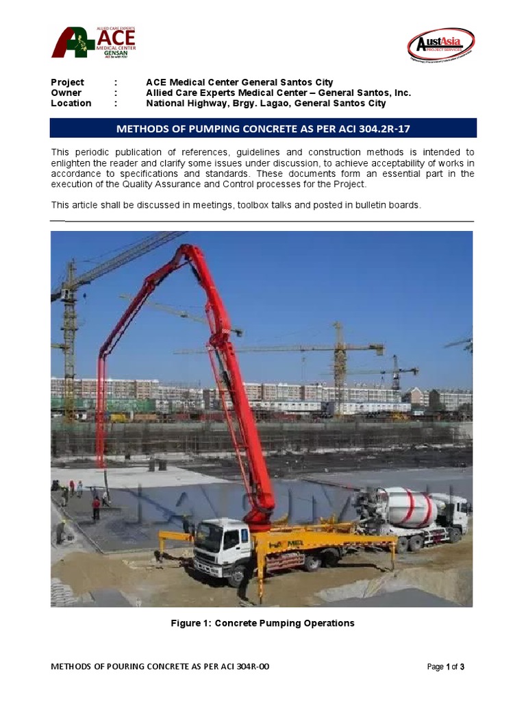 Methods of Pumping Concrete As Per ACI 304.2R-17 | PDF | Pipeline ...