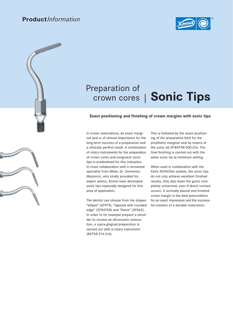 Sonic Tips: Preparation of Crown Cores | PDF | Nature