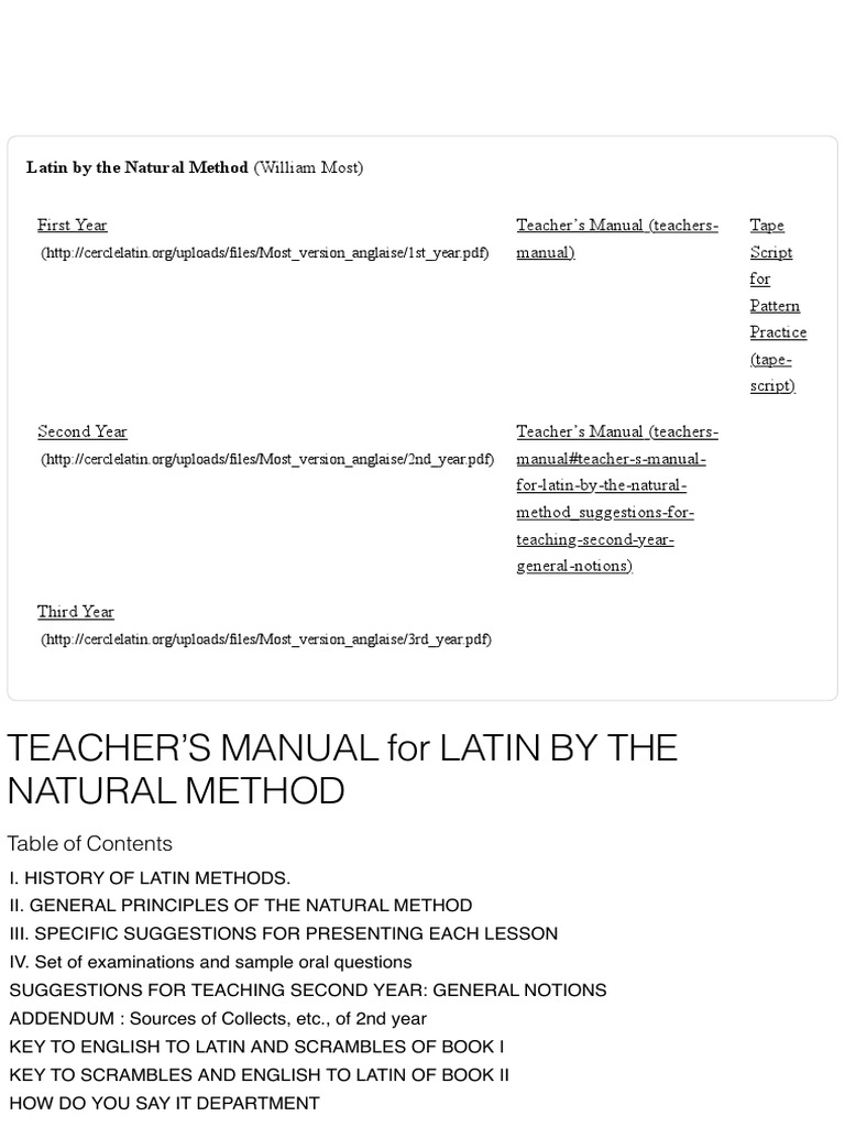 Teacher's Manual for Latin Method | PDF | Latin | English Language