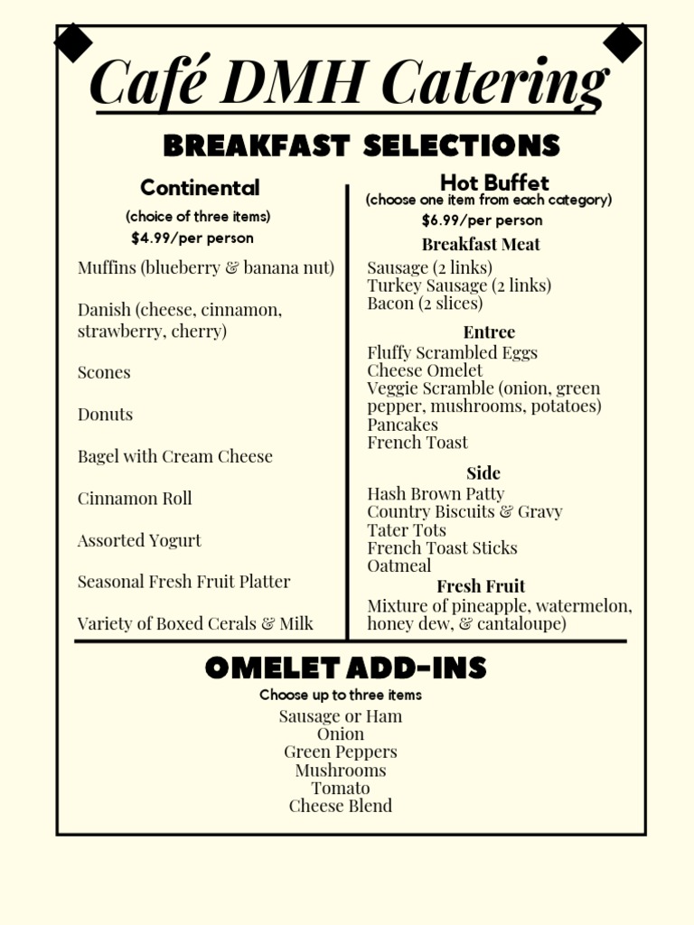 Cafe DMH Catering Menu | PDF | Salad | Foods
