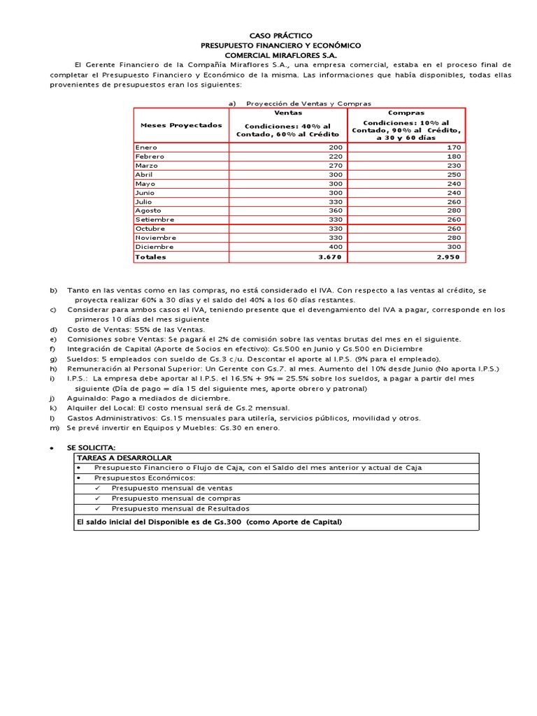 CASO PRÁCTICO - FLUJO DE CAJA | PDF | Presupuesto | Economias