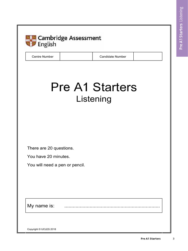Starters Sample Test 1 | PDF