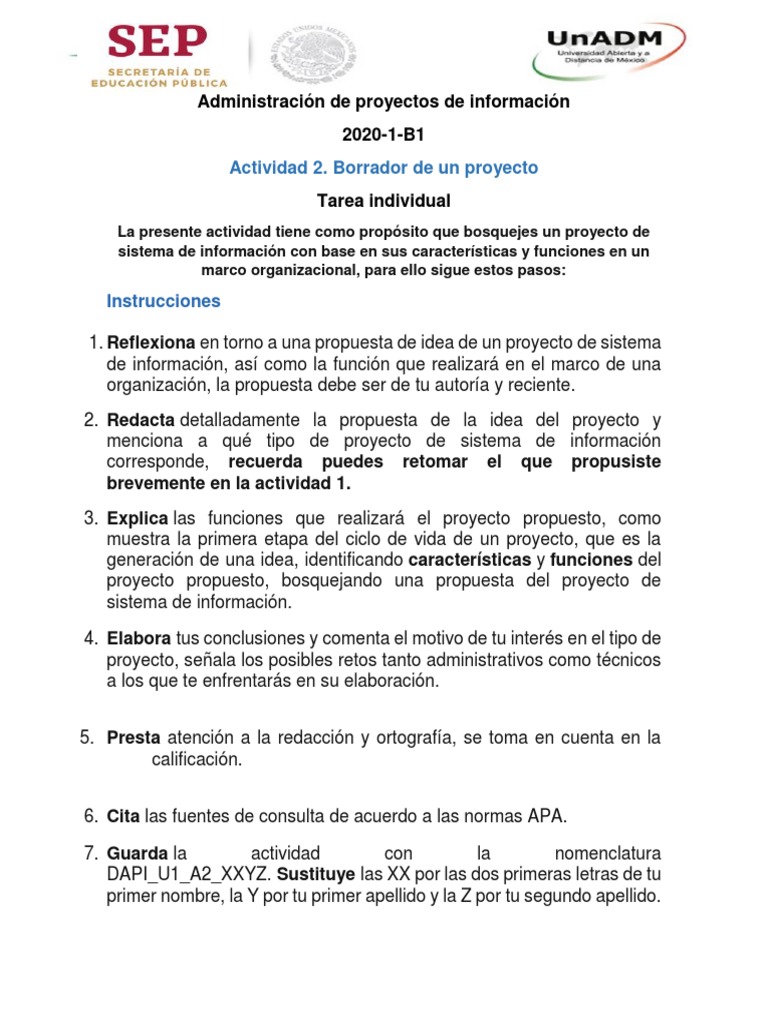 Actividad 2 Borrador de Un Proyecto | PDF
