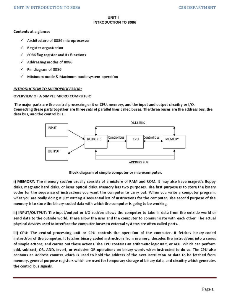 Introduction To Microprocessor | PDF | Central Processing Unit | Input ...