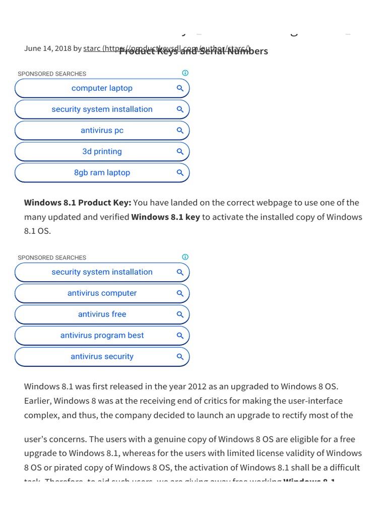 Windows 8.1 Product Key【100% Working - 2018】 PDF | PDF | Windows 8.1 ...