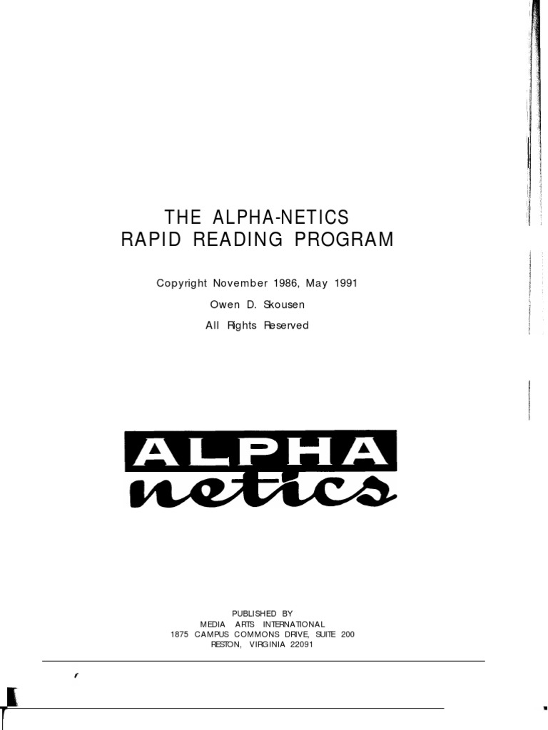 THE ALPHA-NETICS RAPID READING PROGRAM - Owen D (1) Skousen | PDF | Relaxation (Psychology ...