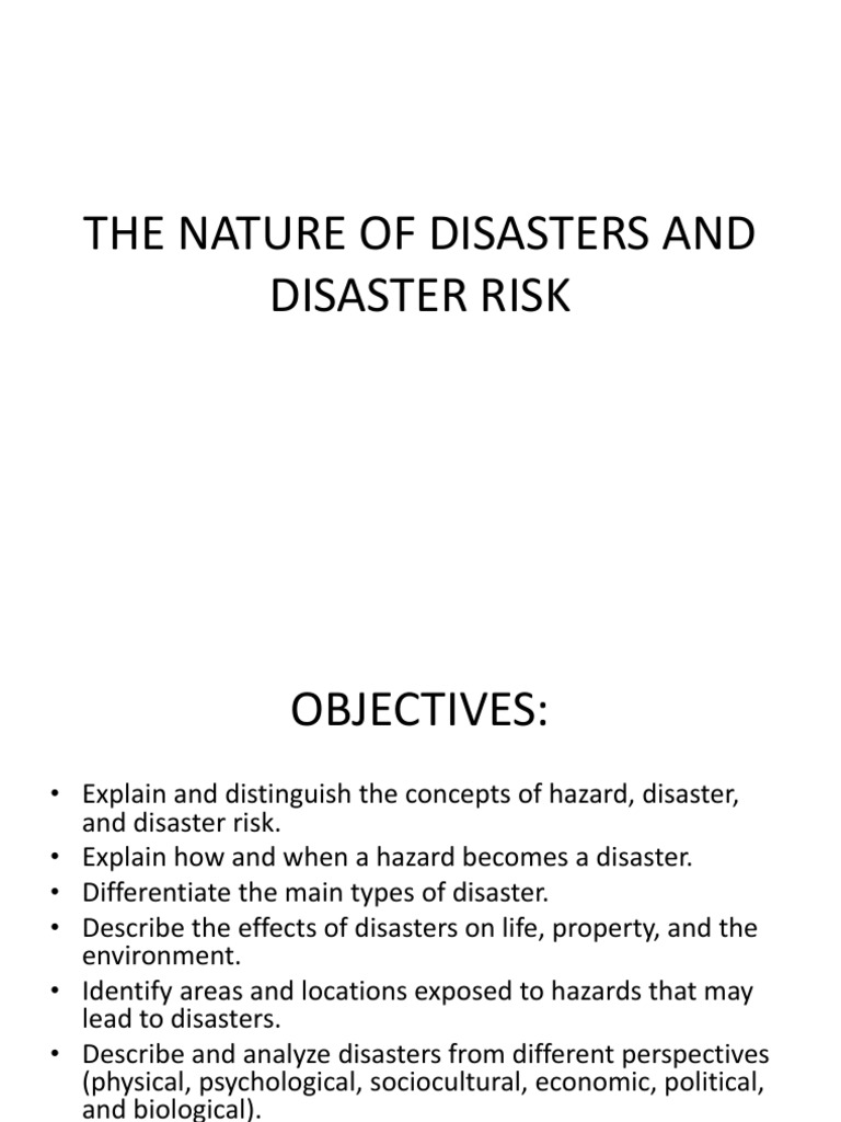 The Nature of Disasters and Disaster Risk | PDF | Hazards | Natural ...