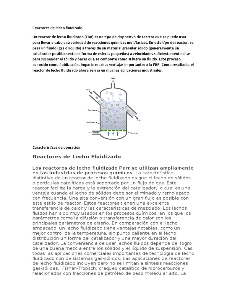 Reactores de Lecho Fluidizado JULIO A.LEON | PDF | Reactor Quimico | Ingeniería Química