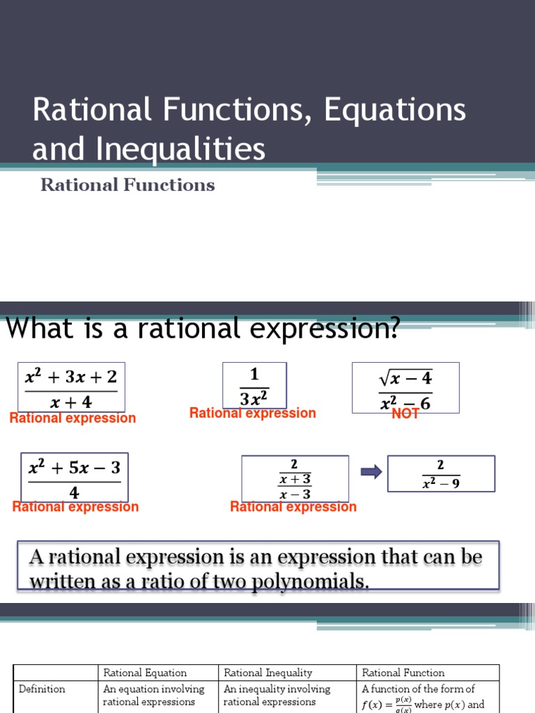 Rational Equation | PDF | Inequality (Mathematics) | Equations