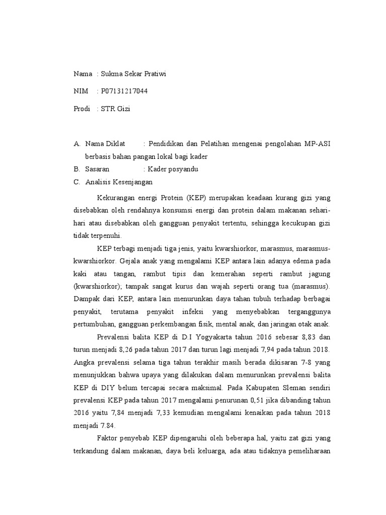 Pendidikan Dan Pelatihan Gizi | PDF