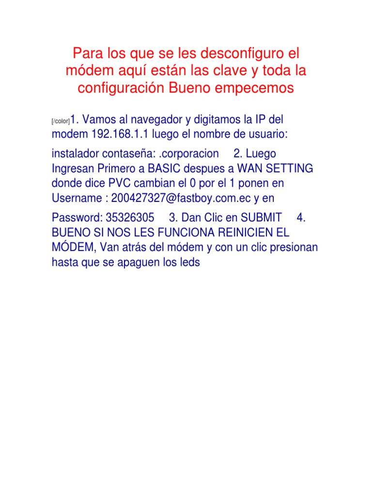 Configuracion Moden CNT | PDF | Módem | Contraseña