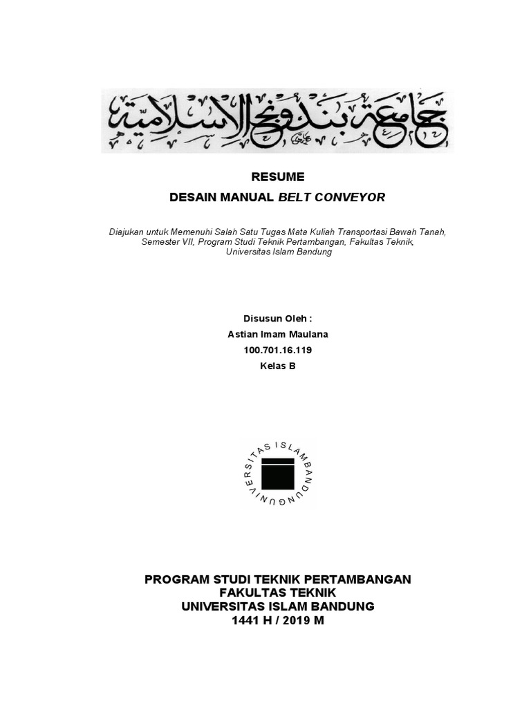 Resume Conveyor Belt Design Manual | PDF