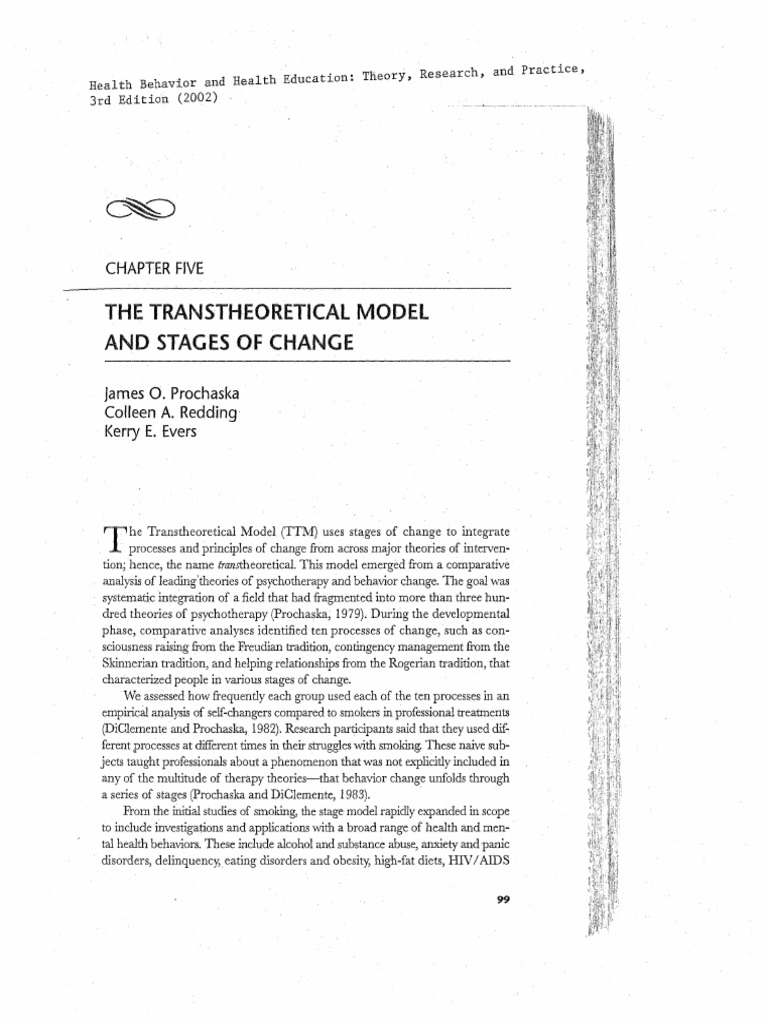 THE TRANSTHEORETICAl MODEL AND STAGES OF CHANGE | Download Free PDF ...