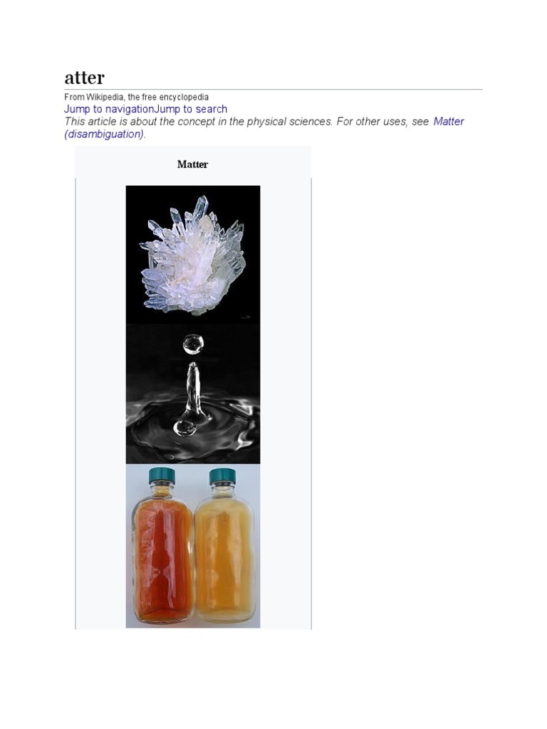 Atter: Jump To Navigationjump To Search | PDF | Matter | Particle Physics