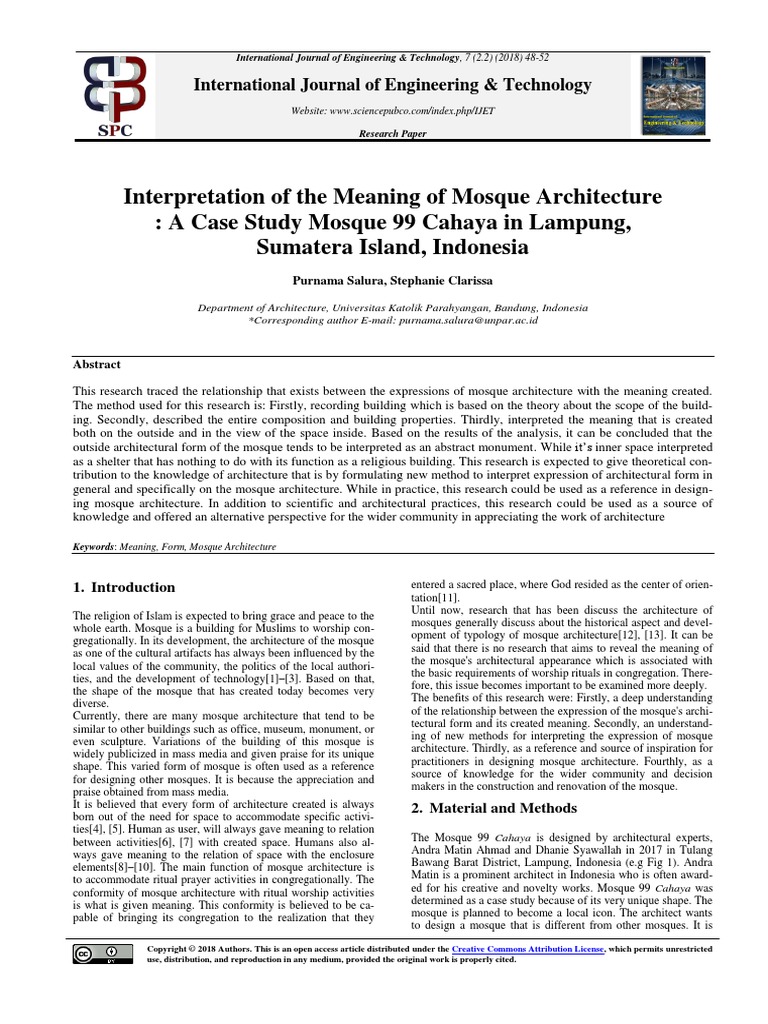 Interpretation of The Meaning of Mosque Architecture: A Case Study ...