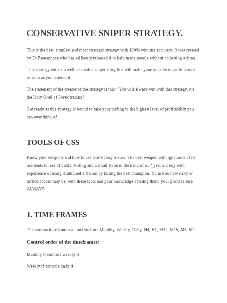 CONSERVATIVE SNIPER STRATEGY - Revised Version | PDF | Financial ...