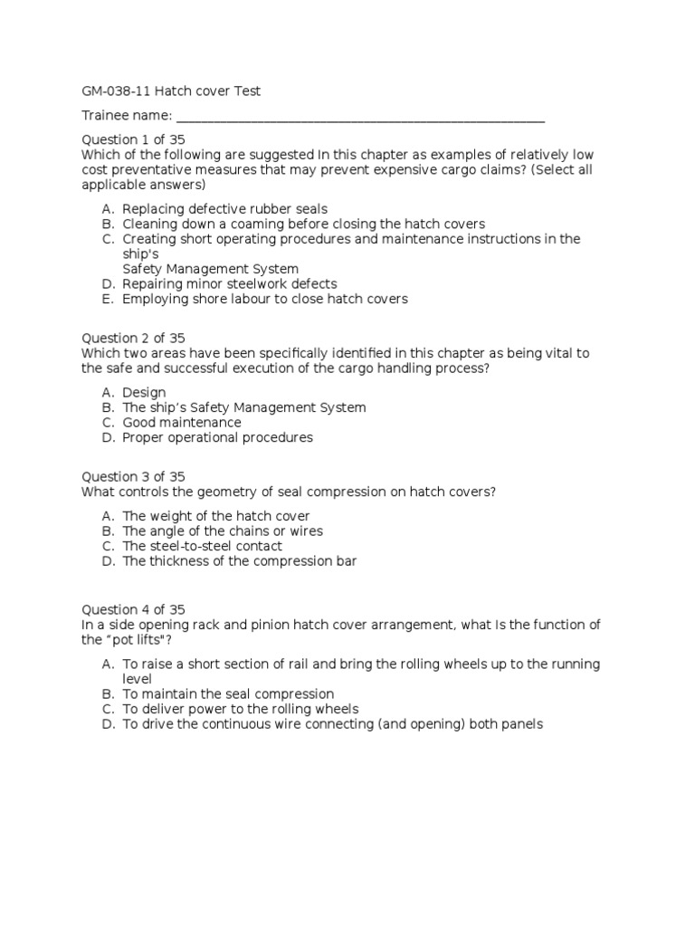 Hatch Cover Test | PDF | Ships | Mechanical Engineering
