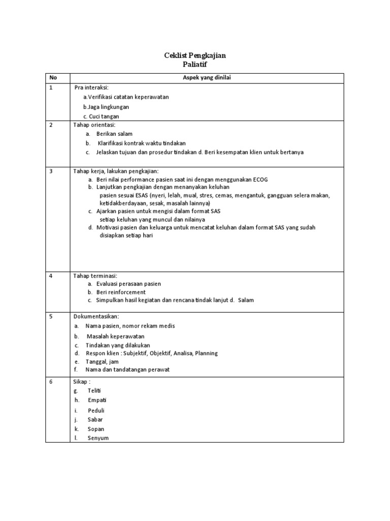 SOP Pengkajian Paliatif | PDF