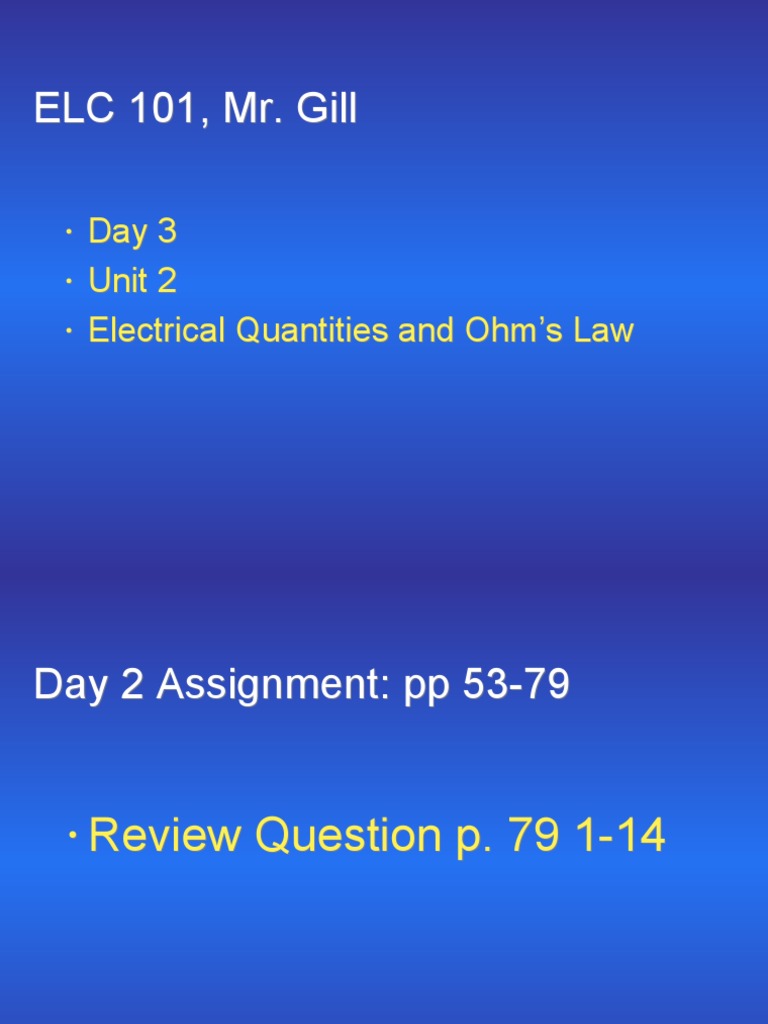 Electrical Quantities & Ohm's Law | PDF | Voltage | Electrical ...