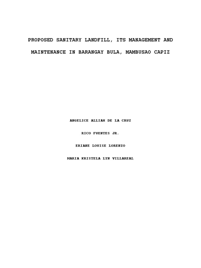 Proposed Sanitary Landfill | PDF | Waste Management | Municipal Solid Waste