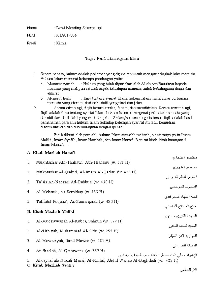 A. Kitab Mazhab Hanafi | PDF | Sejarah | Agama & Spiritualitas