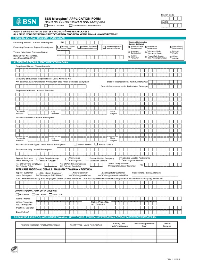 Application Form BSN Microplus (I) | PDF | Liquidation | Civil Law ...