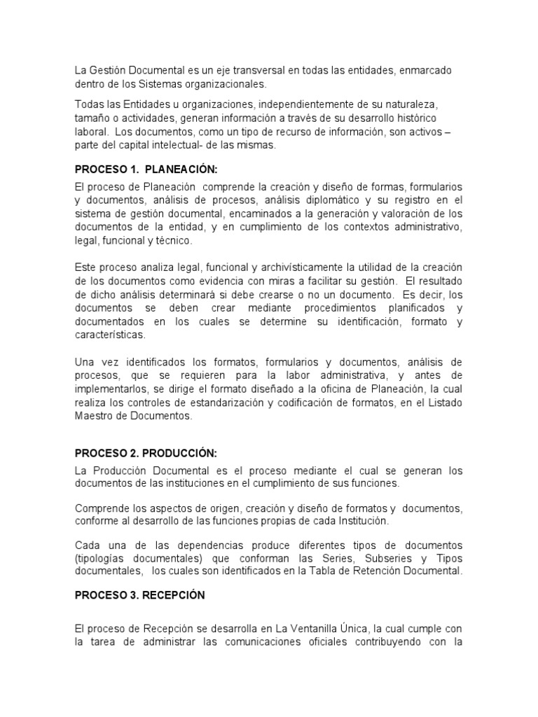 Procesos Transversales en Gestión Documental | PDF | Planificación | Diseño