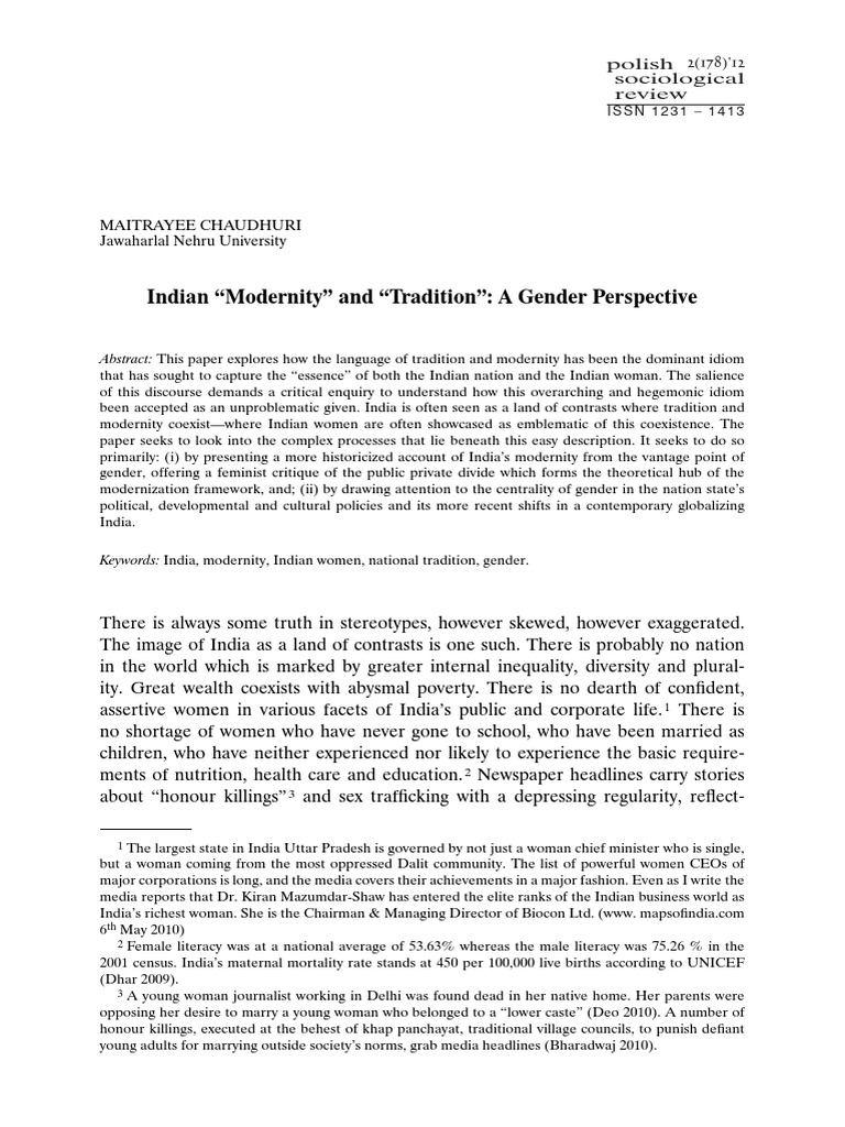 Modernity and Tradition - Gender Perspective PDF | PDF | Family ...