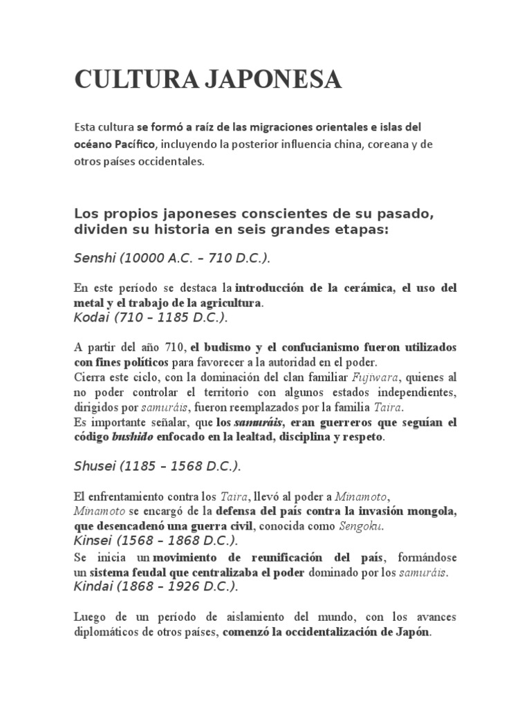 Cultura Japonesa | PDF | Samurai | Japón
